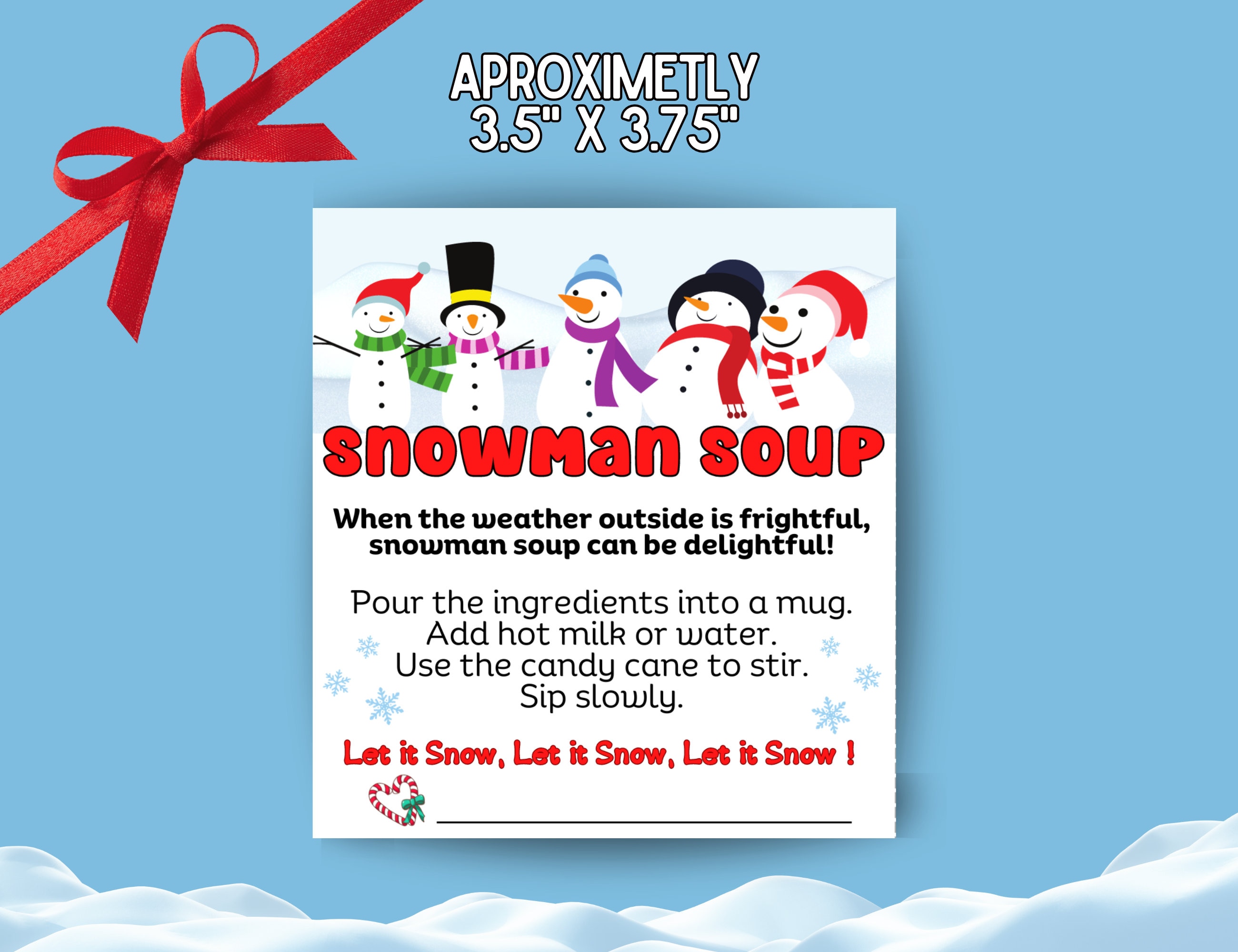 Snowman Soup Hot Chocolate Gift Tags, Hot Chocolate Christmas Gift Tags ...