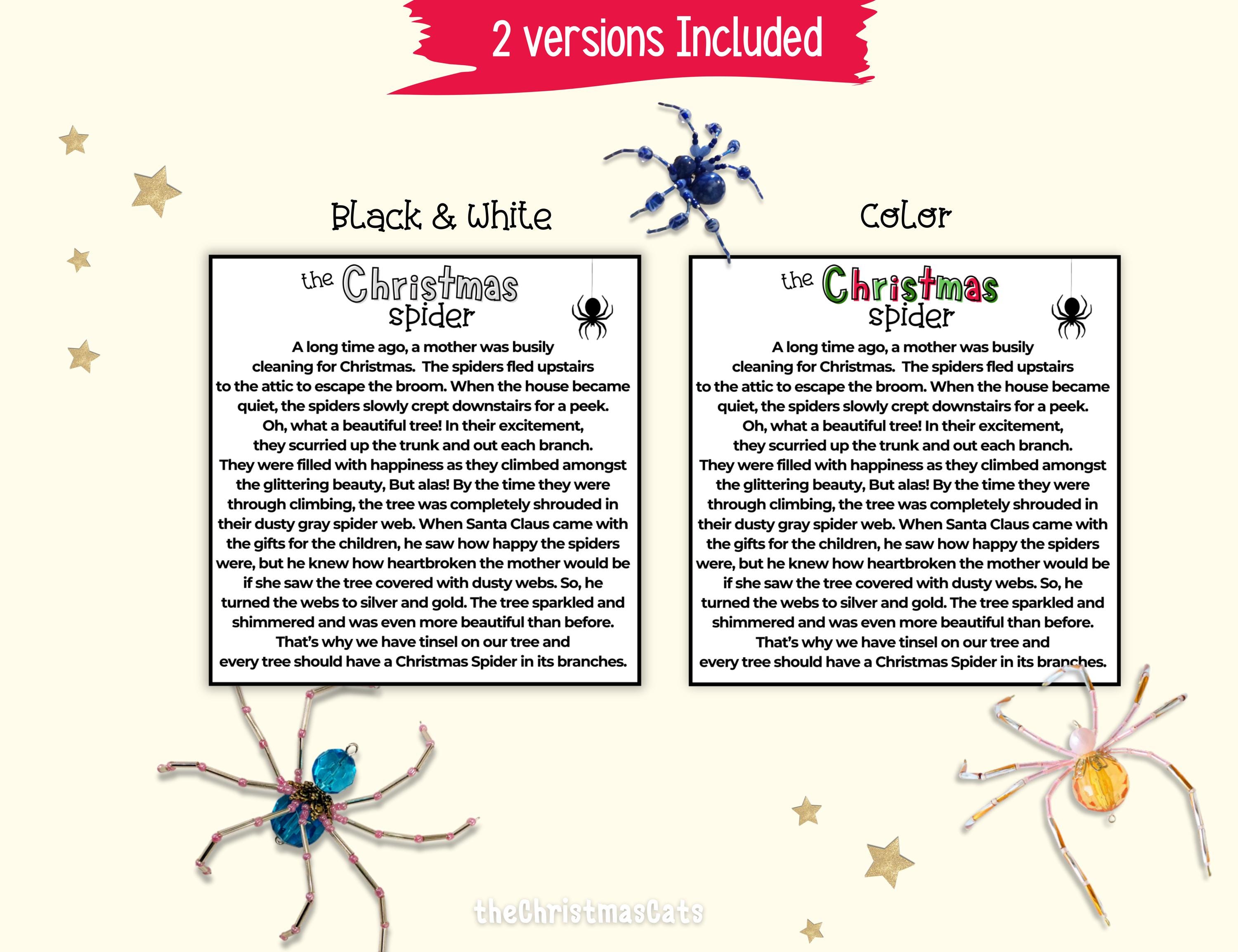 Christmas Spider Printable Tags for Beaded Spiders, Christmas Spider ...