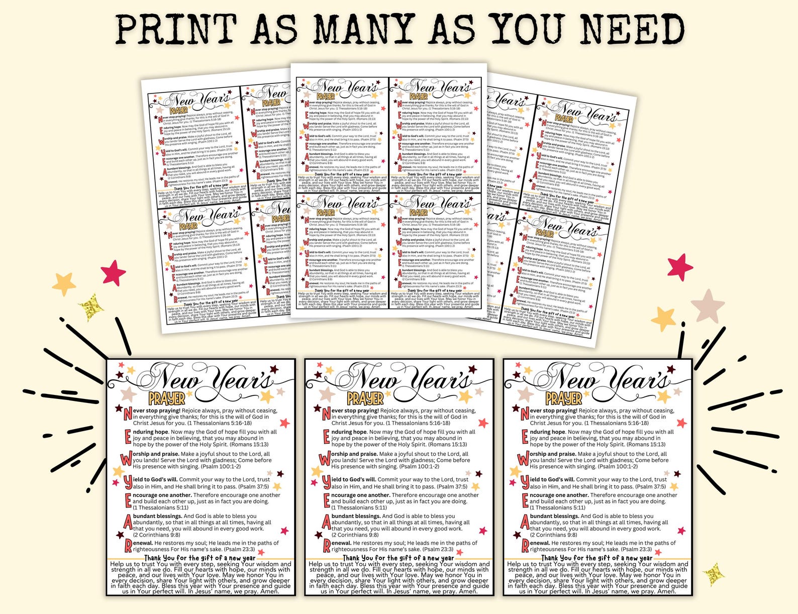 New Year's Prayer, New Year's Eve Scripture Cards, 2026 New Years Eve ...