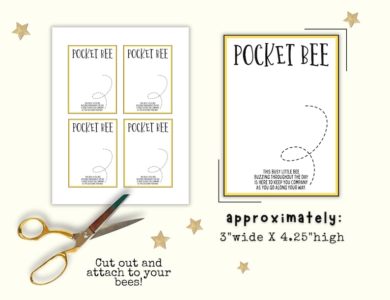 Printable Pocket Bee Cards for Crochet Bees, Bee Charms, Amigurumi Bees ...
