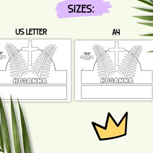 Palm Sunday Craft, Paper Crown Coloring Activity, Hosanna Palm Craft ...