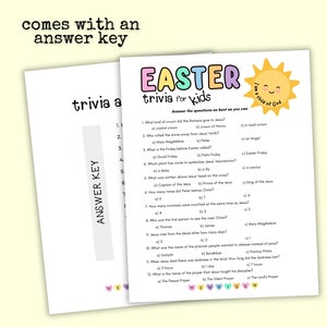Easter Trivia Game for Kids Printable Easter Story Game Sunday School ...
