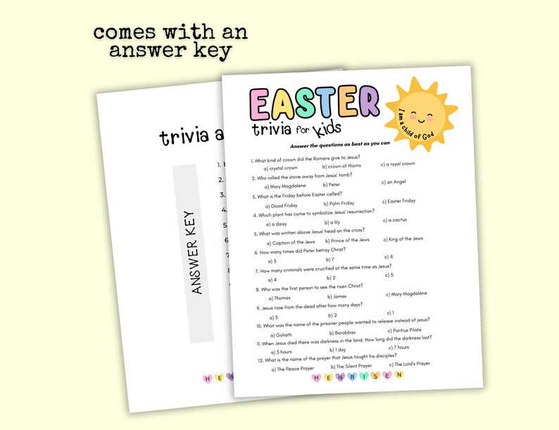 Easter Trivia Game for Kids Printable Easter Story Game Sunday School ...