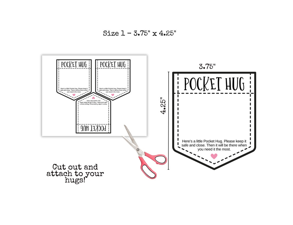 Pocket Hug Cards, Pocket Hug Tags Printable Pocket Hug Token Cards ...