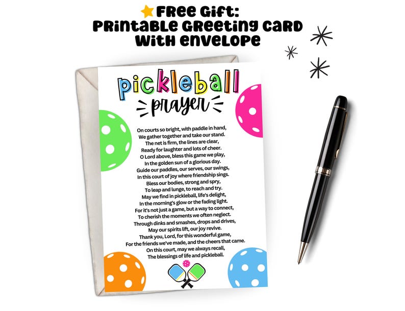 Pickleball Prayer Tags & Card, Printable Pickleball Tags, Pickleball ...