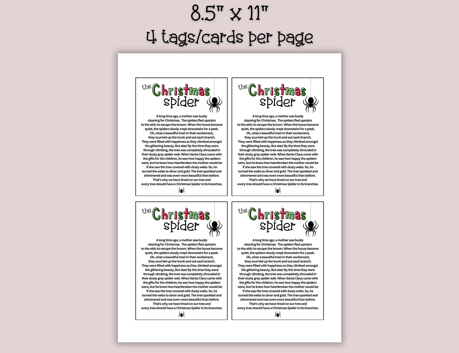 Christmas Spider Cards, the Legend of the Christmas Spider Display ...