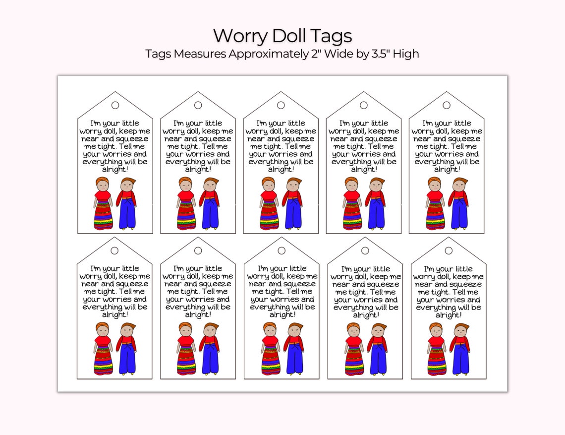 Worry Doll Tags & Cards, Worry Doll Card for Little Guatemala Doll ...