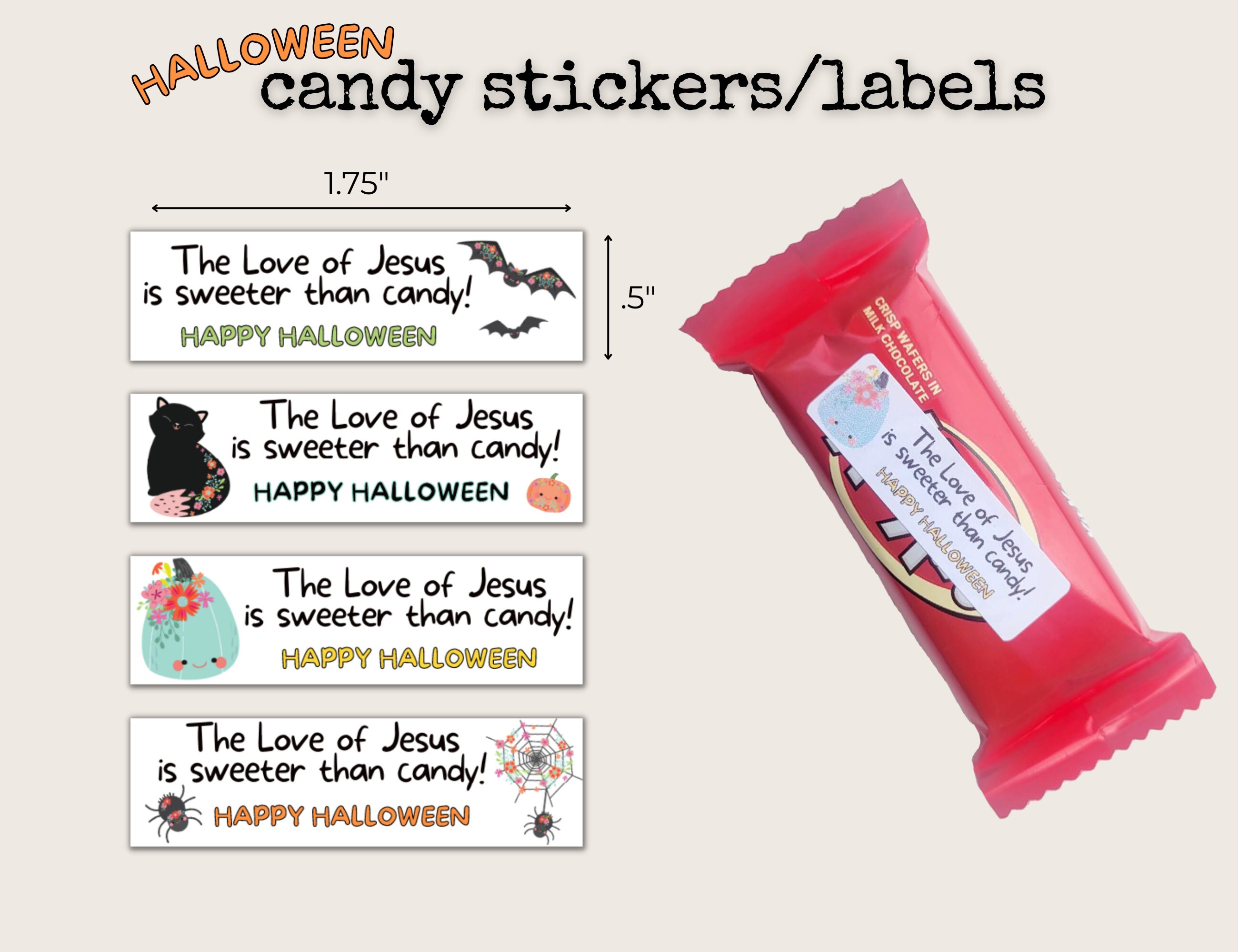 Christian Halloween, Printable Stickers Labels for Candy, Christian ...