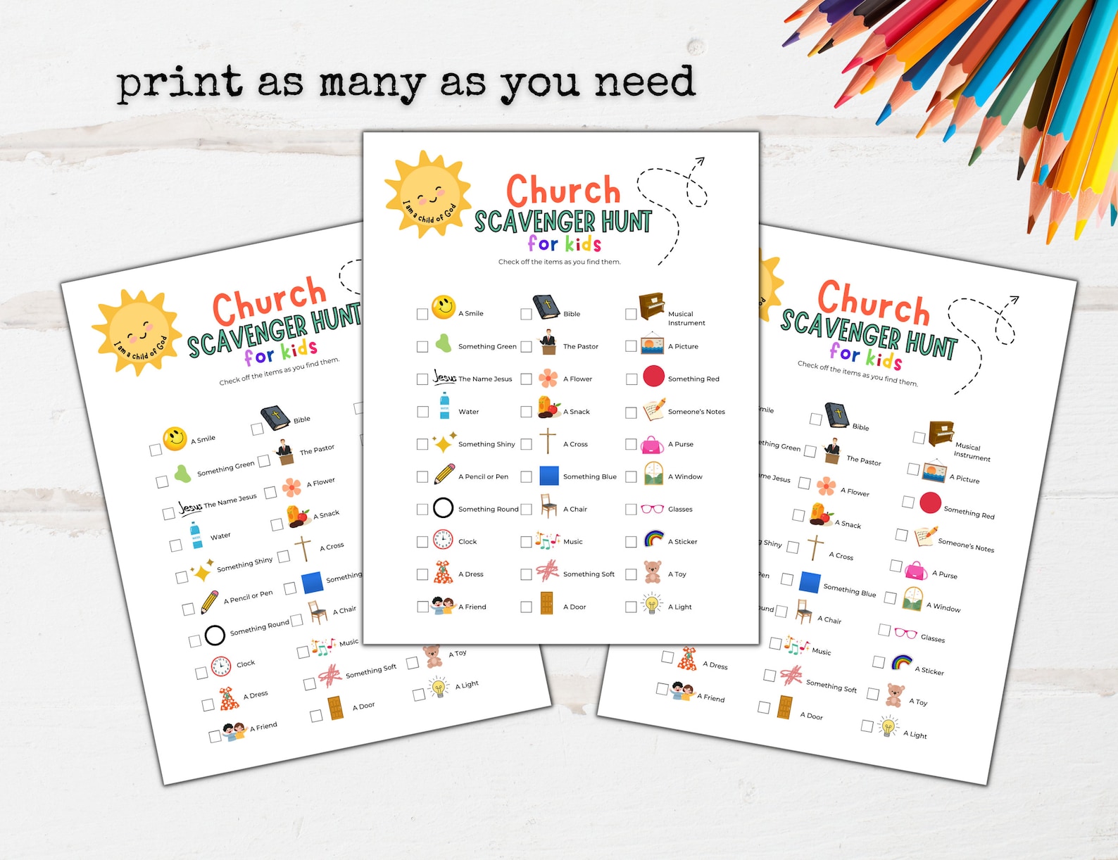 Church Scavenger Hunt for Kids, Sunday School Game, Indoor Scavenger ...