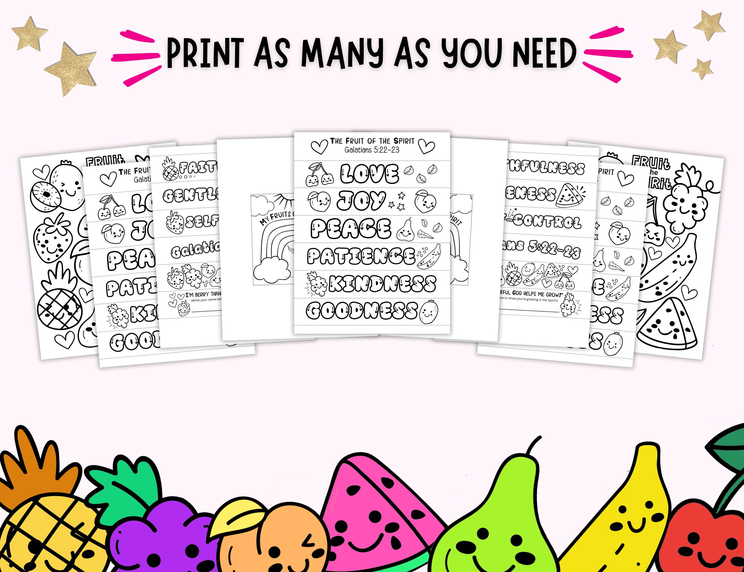 Fruit of the Spirit Paper Chain Printable Craft for Kids, Bible Lesson ...