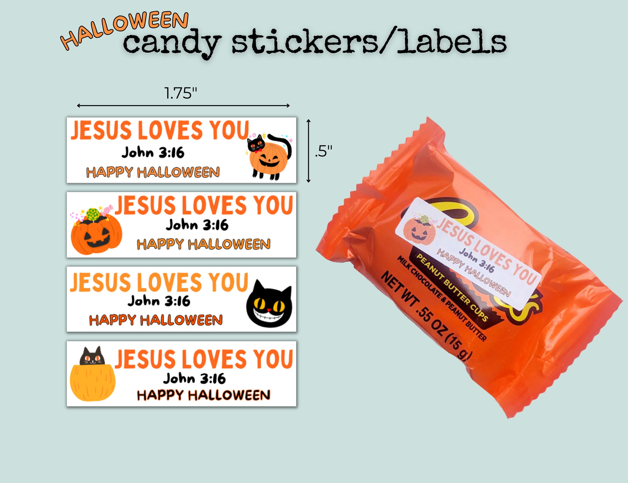 Christian Halloween Printable Stickers Labels for Candy - Etsy