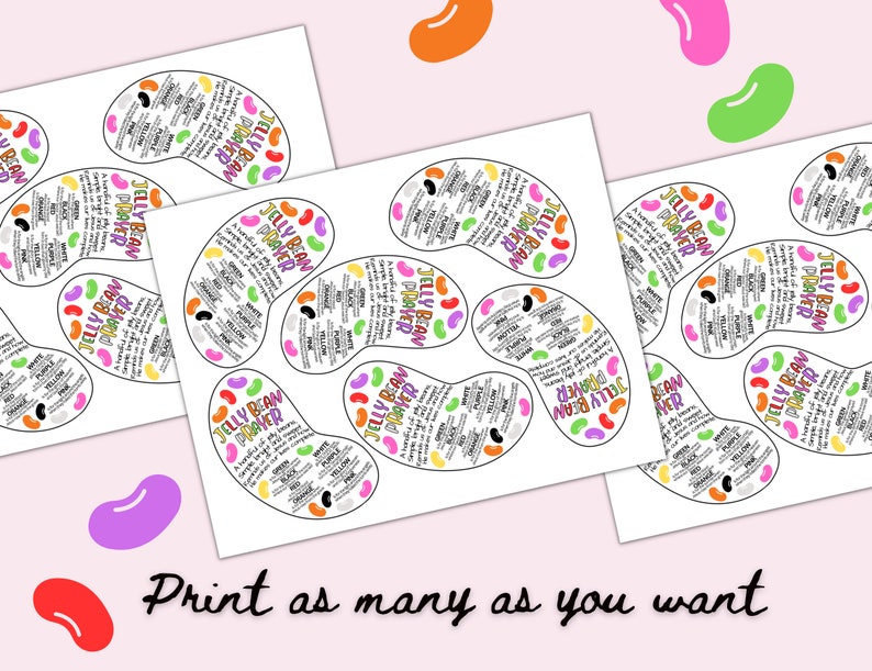 Jesus Jelly Bean Prayer Tag Easter Treat Handout for Kids, Church ...