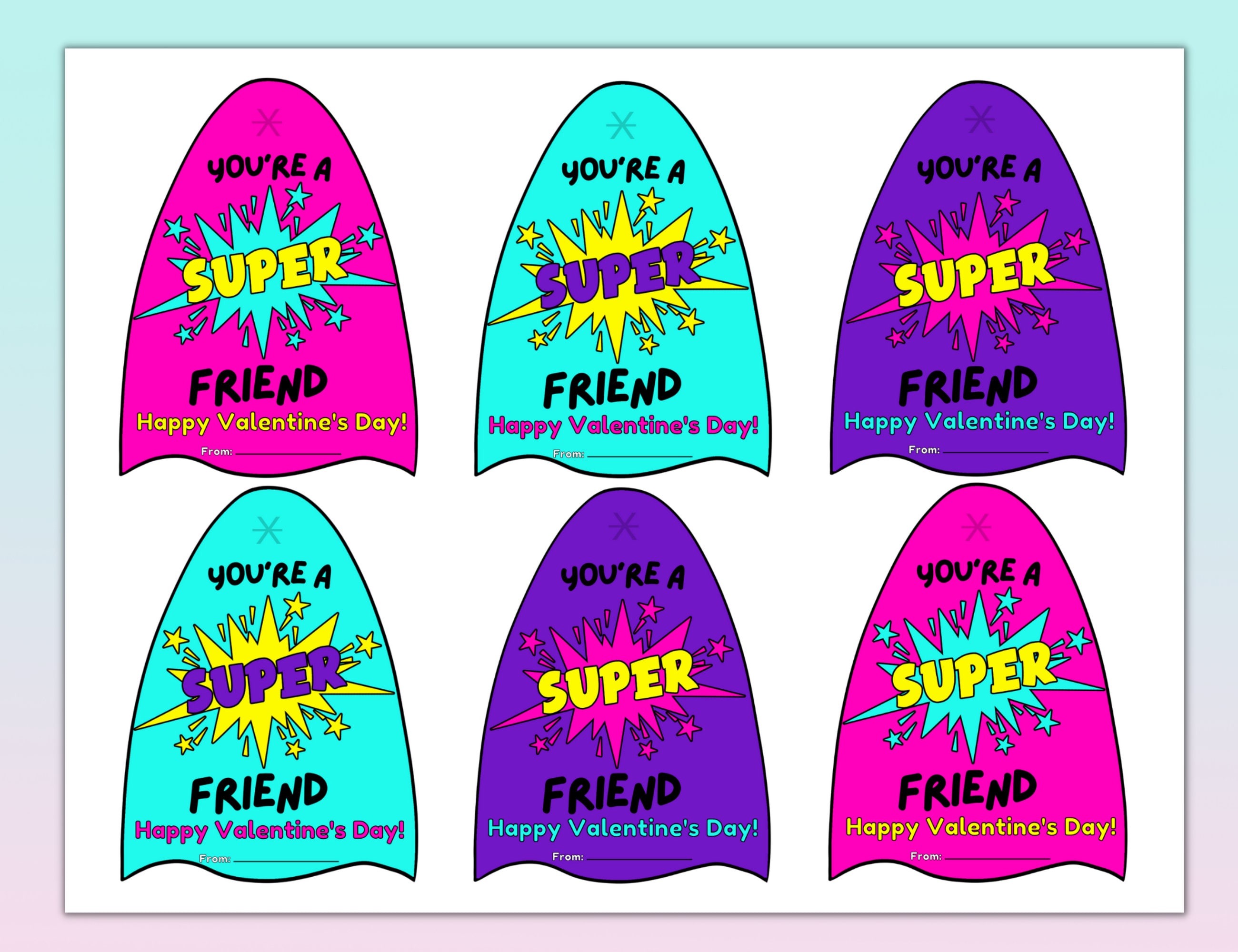 Superhero Lollipop Valentine You're a SUPER Friend Great - Etsy