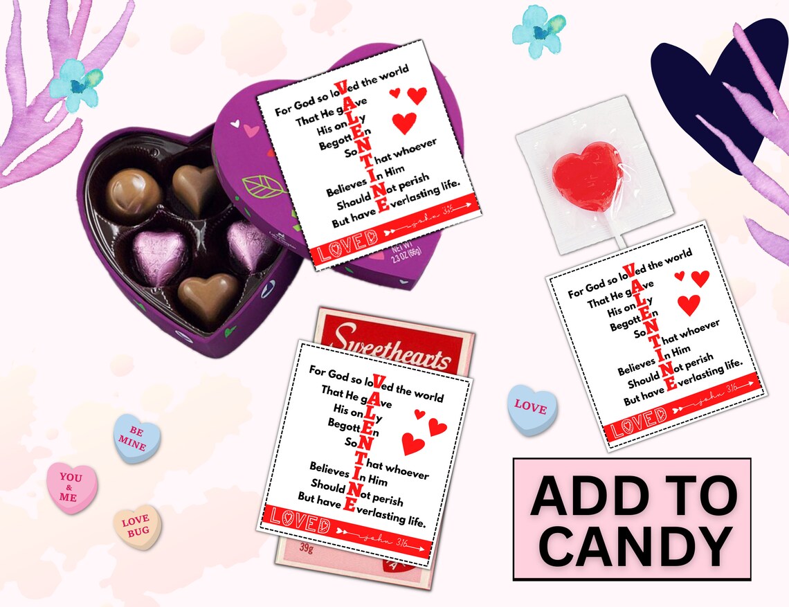 John 3:16 Valentine's Day Bible Verse Cards Printable - Etsy