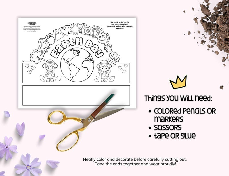 Earth Day Activity for Kids, Earth Day Printable Paper Crown, Earth Day ...
