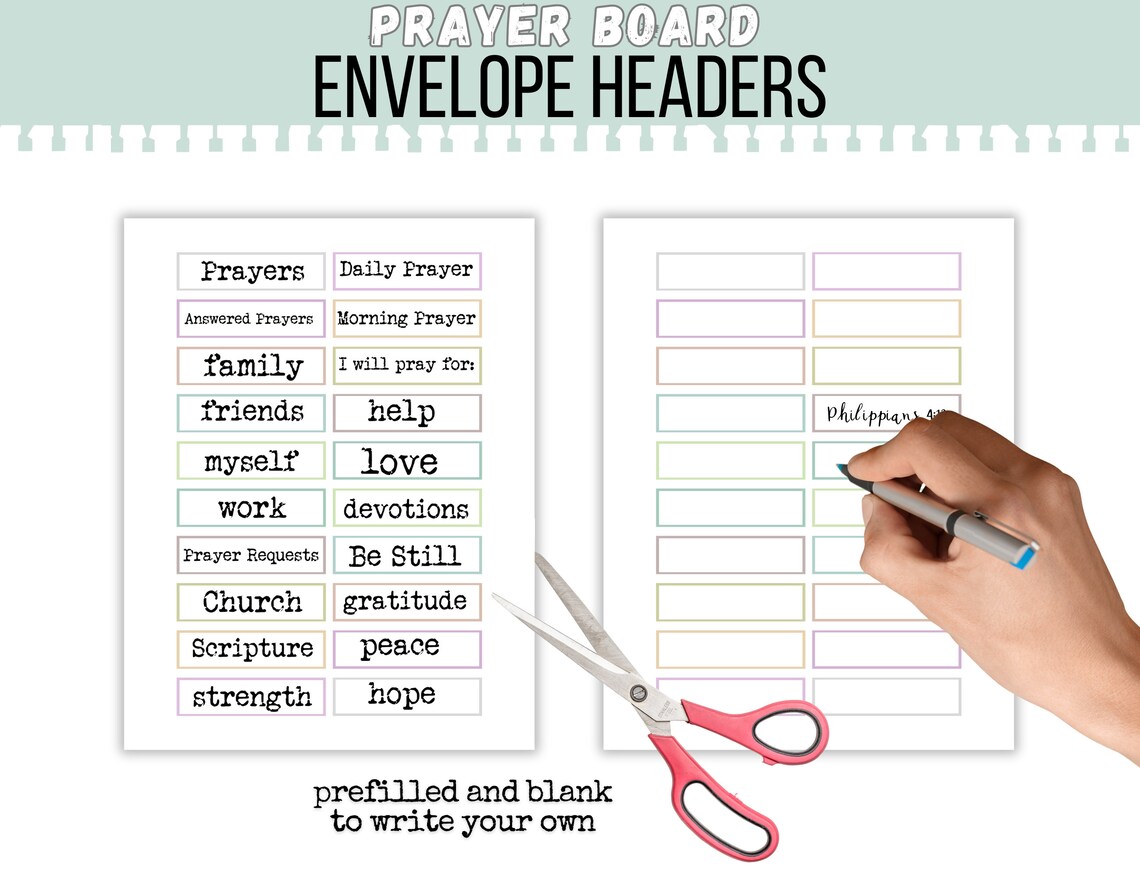 Prayer Board Kit, Prayer Board Envelopes & Headers, Printable Christian ...