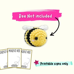 Printable Pocket Bee Cards for Crochet Bees, Bee Charms, Amigurumi Bees ...