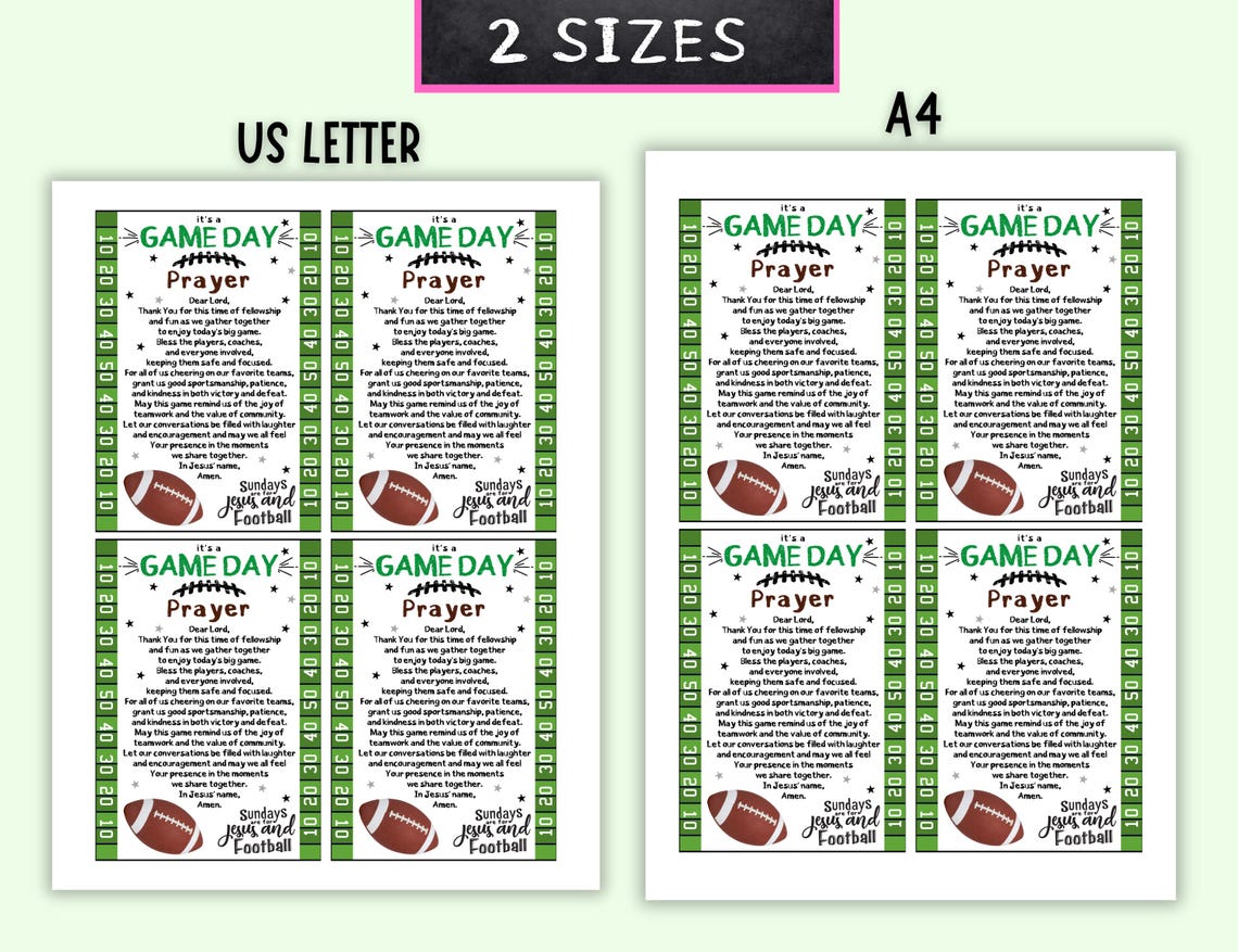 Football Party Prayer Cards, Football Prayer, Christian Football Party ...
