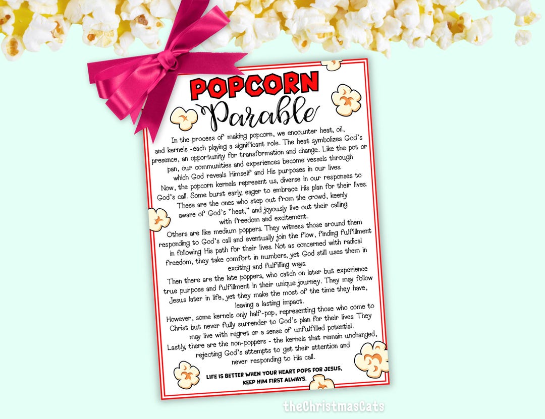 Popcorn Parable Printable, Parable of the Popcorn Lesson, Popcorn ...