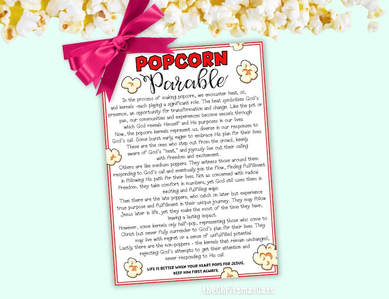 Popcorn Parable Printable, Parable of the Popcorn Lesson, Popcorn ...