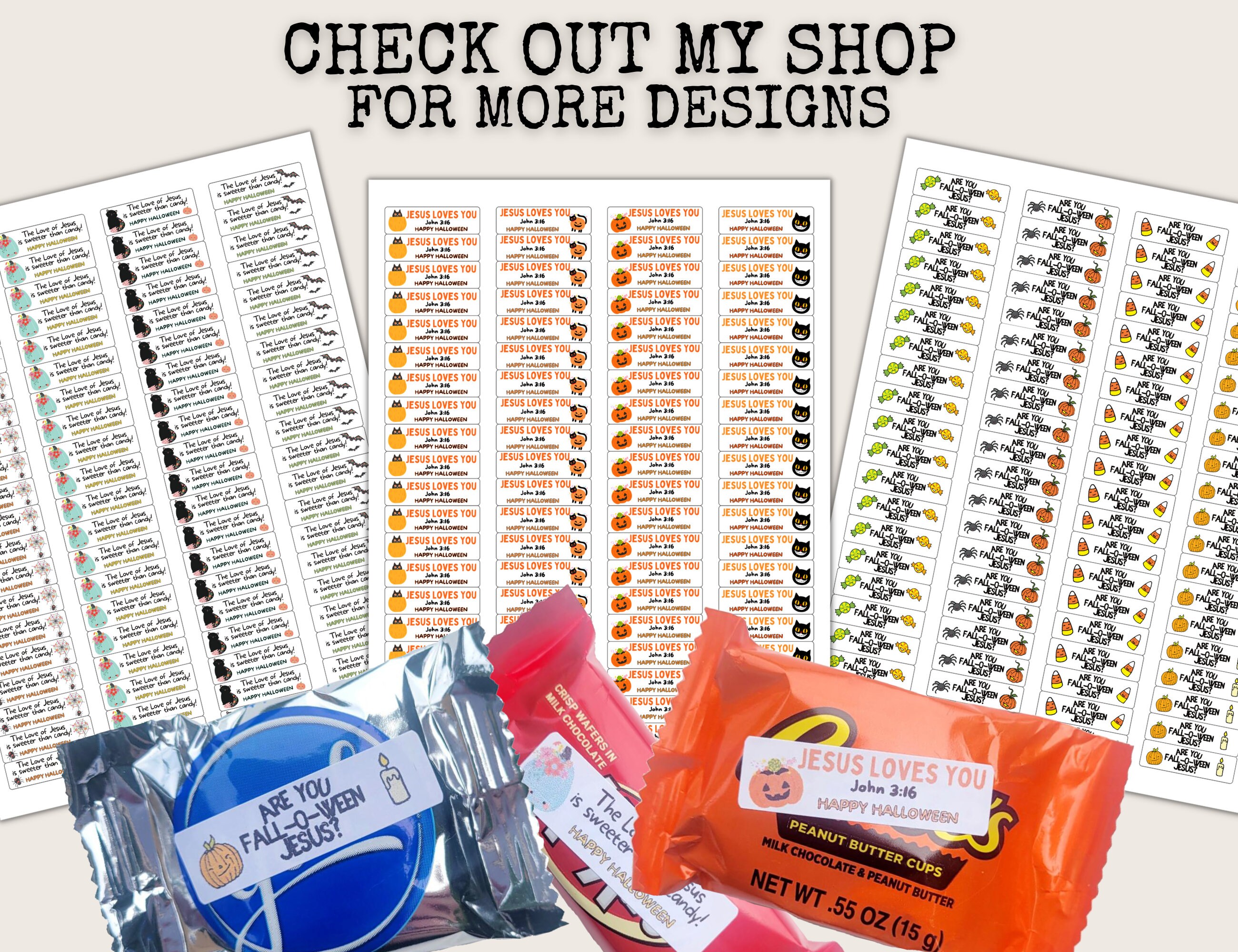 Christian Halloween Printable Stickers Labels for Candy - Etsy