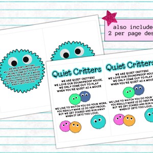 Quiet Critter Poem Sign for Jar, Classroom Behavior Management Fuzzies ...