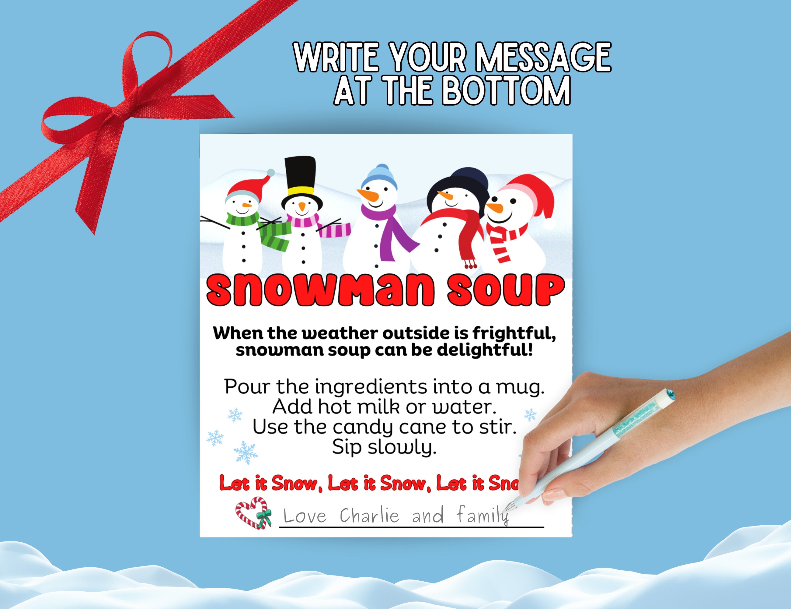 Snowman Soup Hot Chocolate Gift Tags, Hot Chocolate Christmas Gift Tags ...