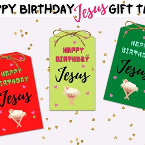 Happy Birthday Jesus Christmas Gift Tags for Christian Christmas ...