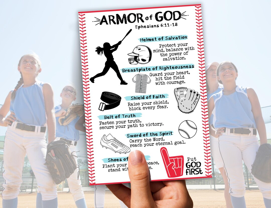 Armor of God Sports Card for Softball, Christian Sports Prayer for Kids ...