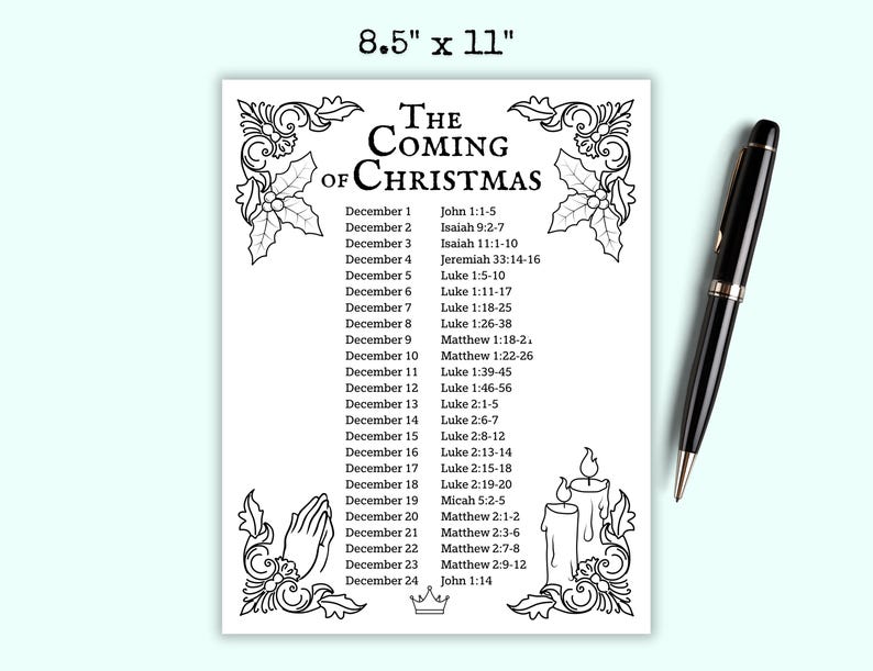Christmas Scripture Bible Reading Plan, Scripture Calendar, Christian ...