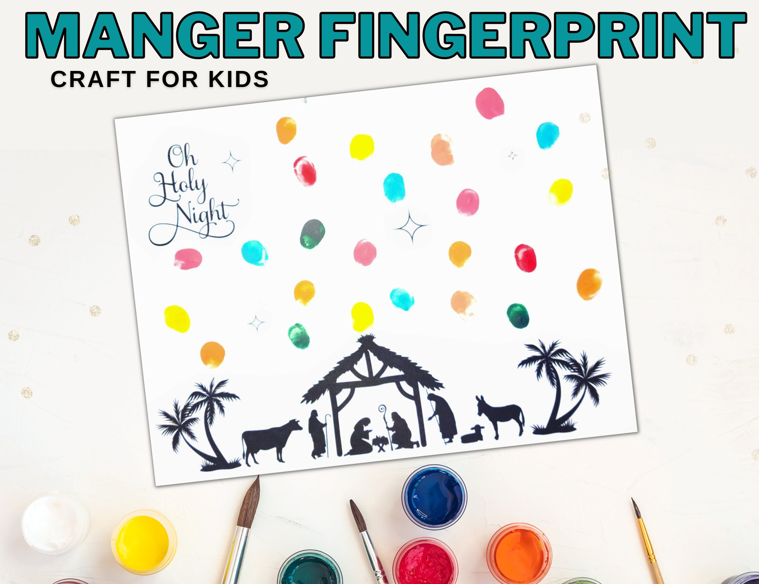 Manger Fingerprint Craft, Thumbprint Craft for Kids, Christmas Craft - Etsy