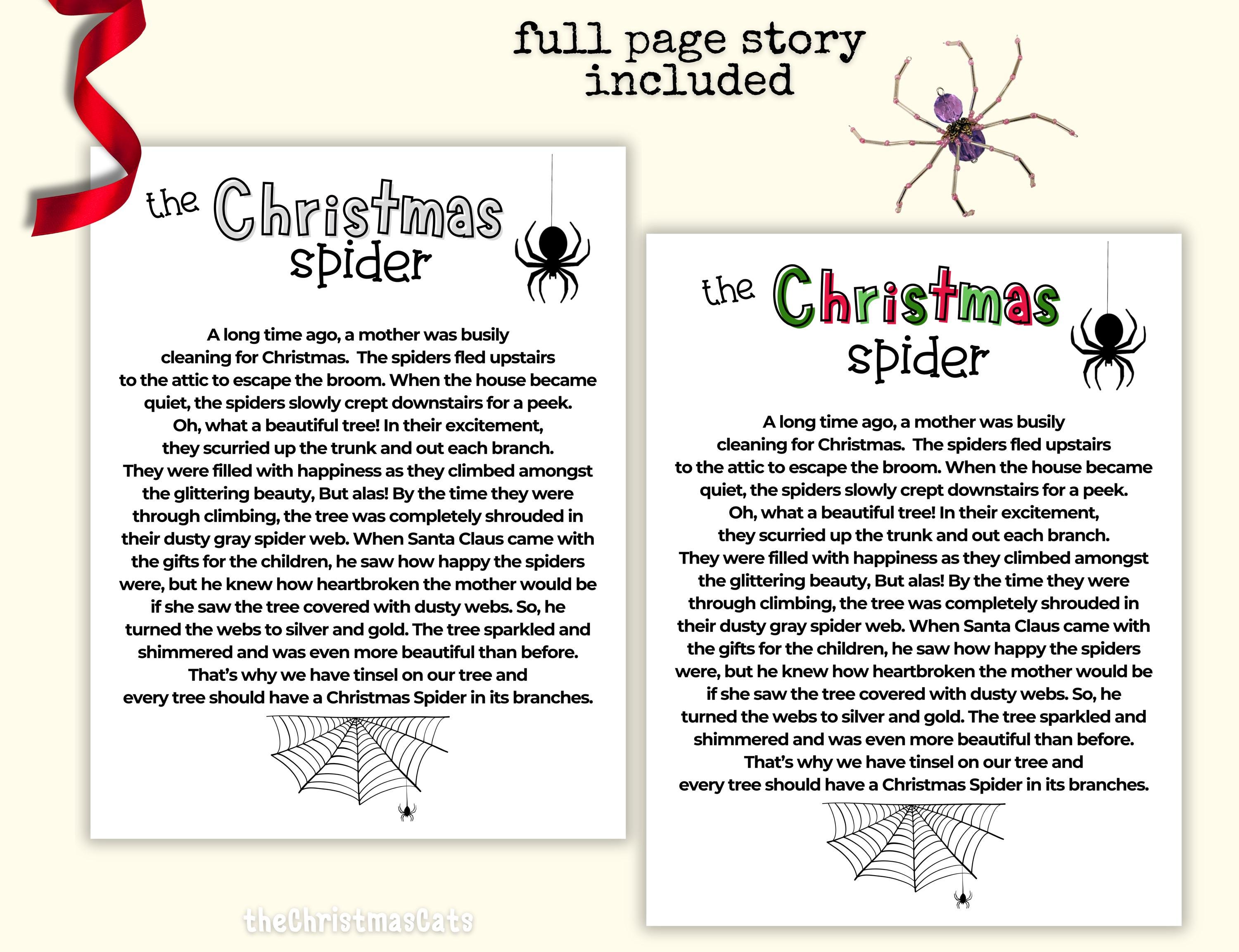 Christmas Spider Printable Tags for Beaded Spiders, Christmas Spider ...