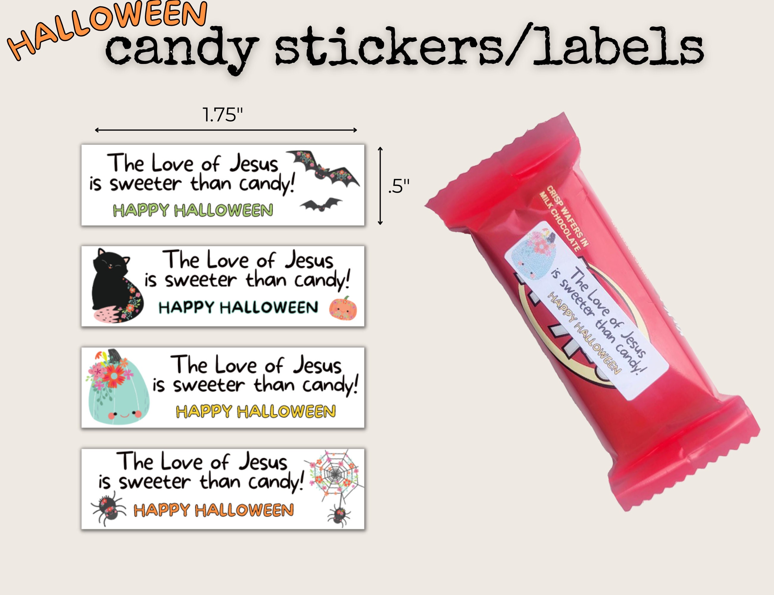 Christian Halloween Printable Stickers Labels for Candy - Etsy