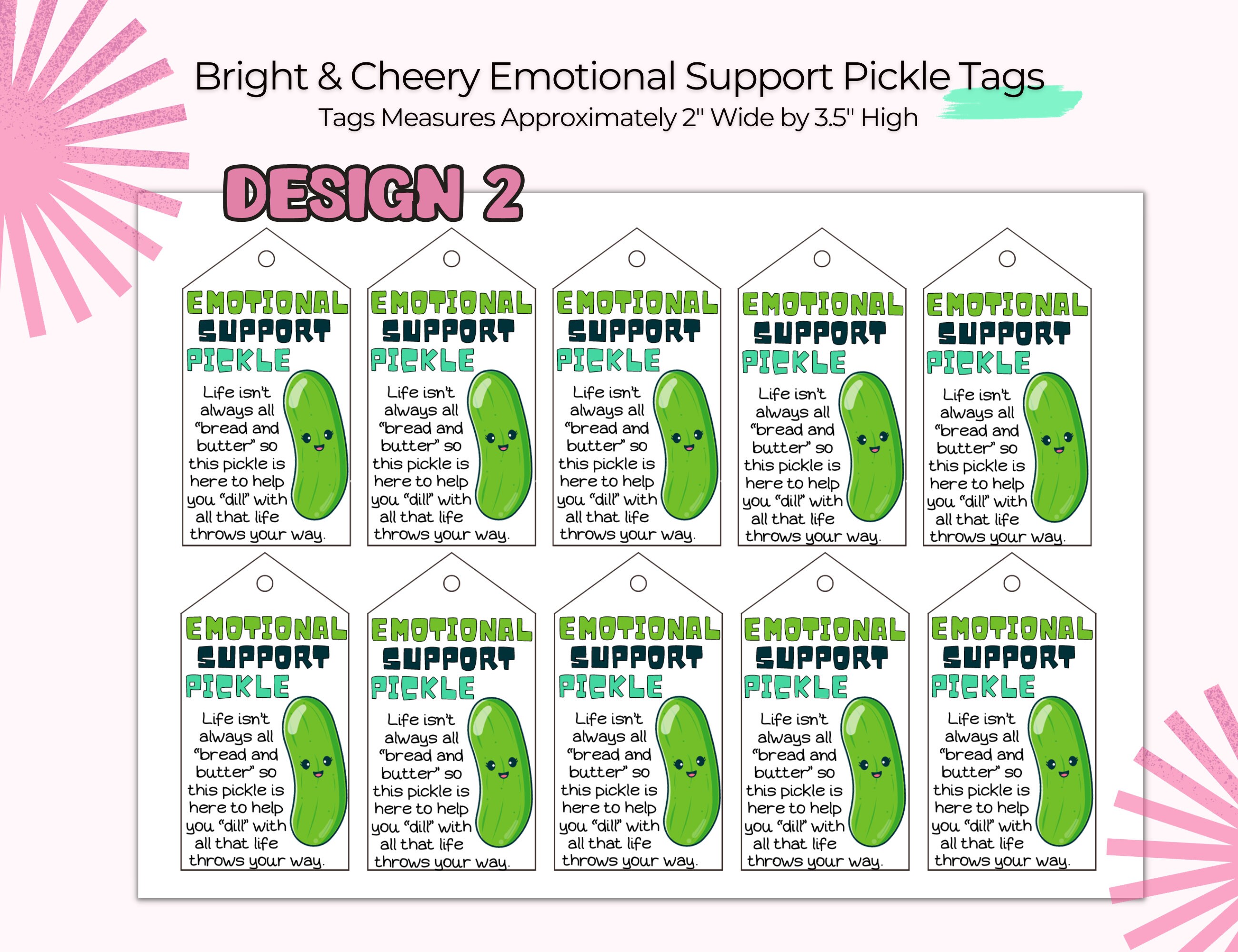 Emotional Support Pickle Tags and Cards, Tags for Handmade Crochet ...