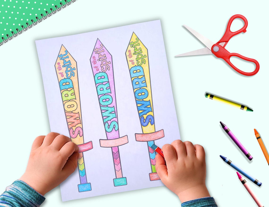 Sword of the Spirit Armor of God Bookmark Coloring Activity for Kids ...