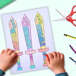 Sword of the Spirit Armor of God Bookmark Coloring Activity for Kids ...