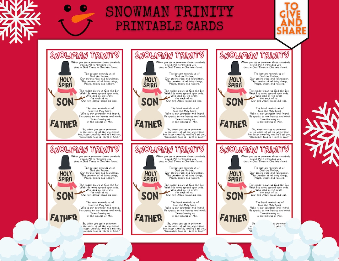 Snowman Holy Trinity Christmas Bible Verse Cards, Father, Son & Holy ...