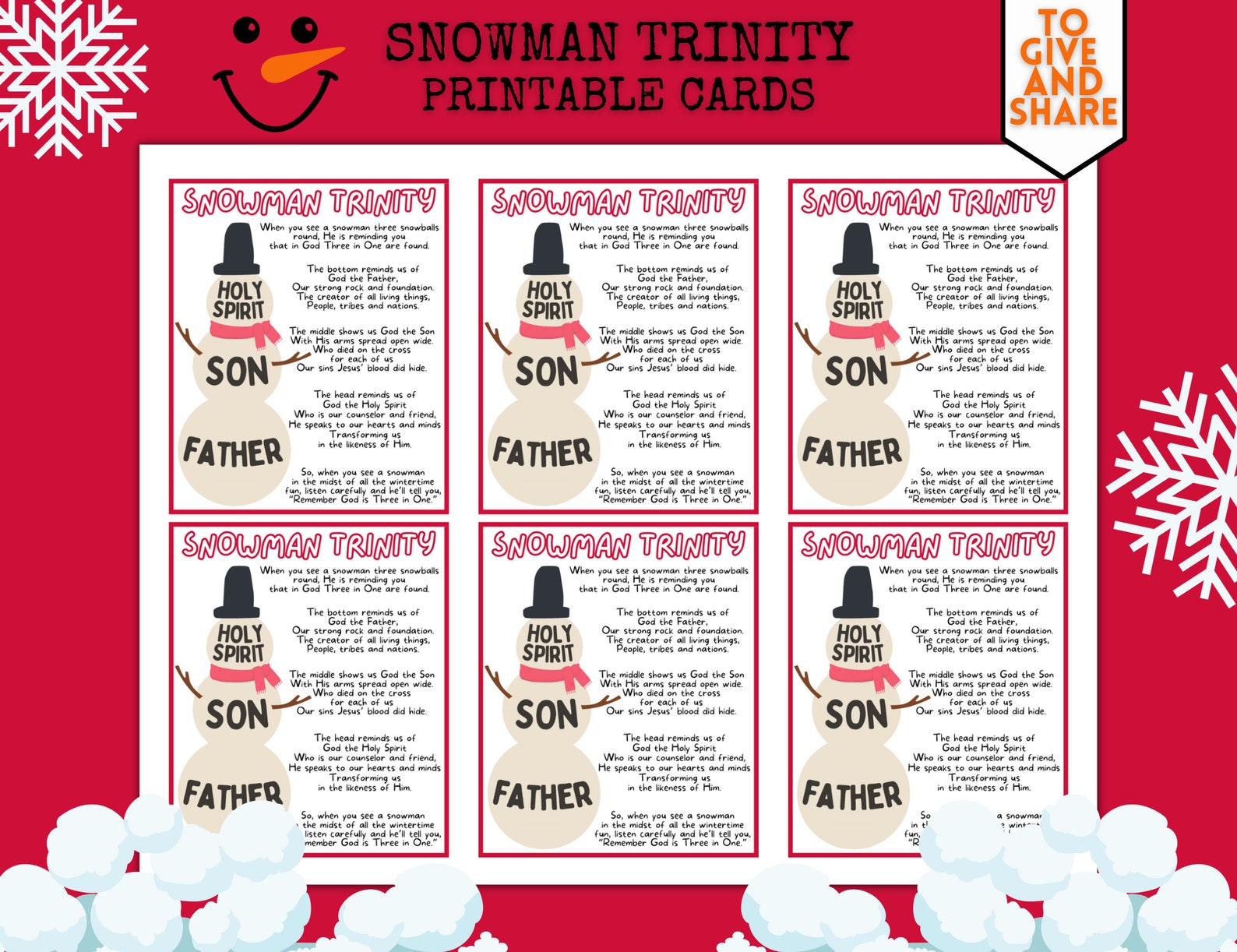 Snowman Holy Trinity Christmas Bible Verse Cards, Father, Son & Holy ...