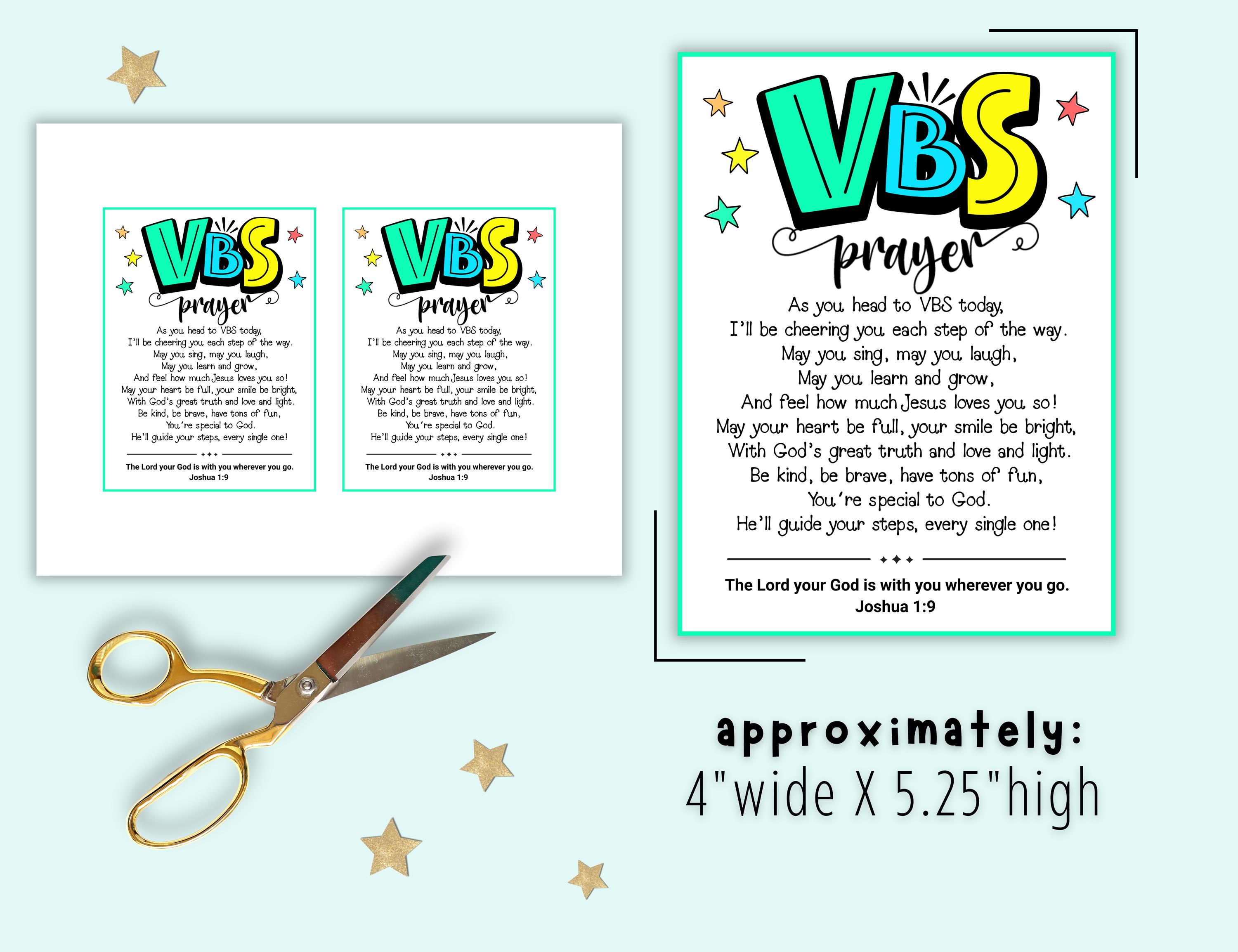VBS Prayer Card for Kids, Vacation Bible School Encouragement Gift for ...