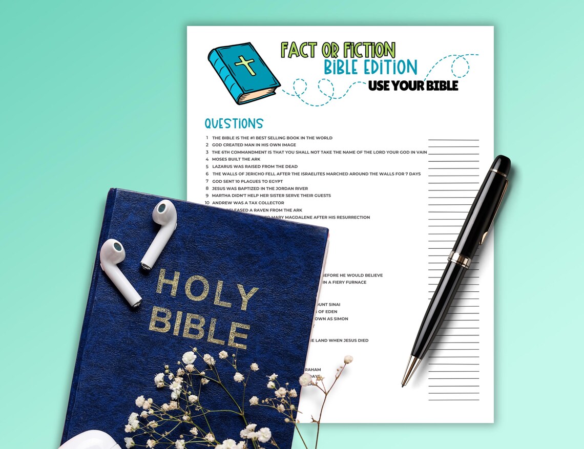 Bible Scavenger Hunt Game, Fact or Fiction Bible Trivia Game, Women's ...