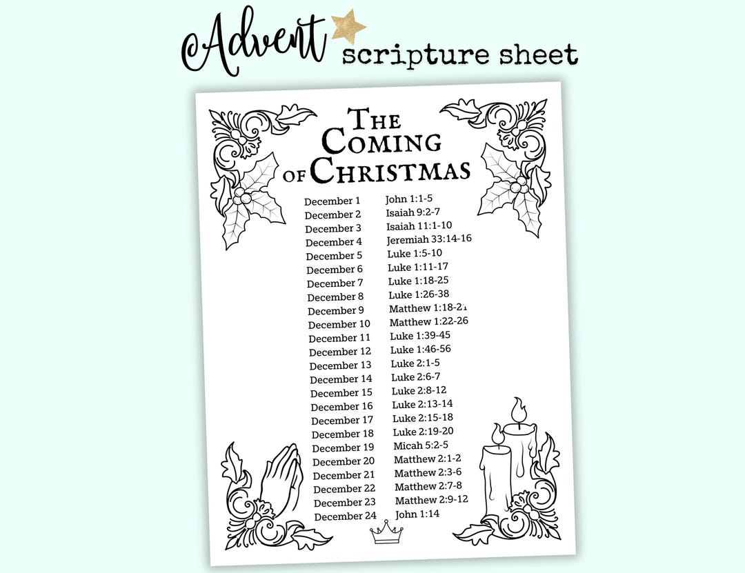 Christmas Scripture Bible Reading Plan, Scripture Calendar, Christian ...