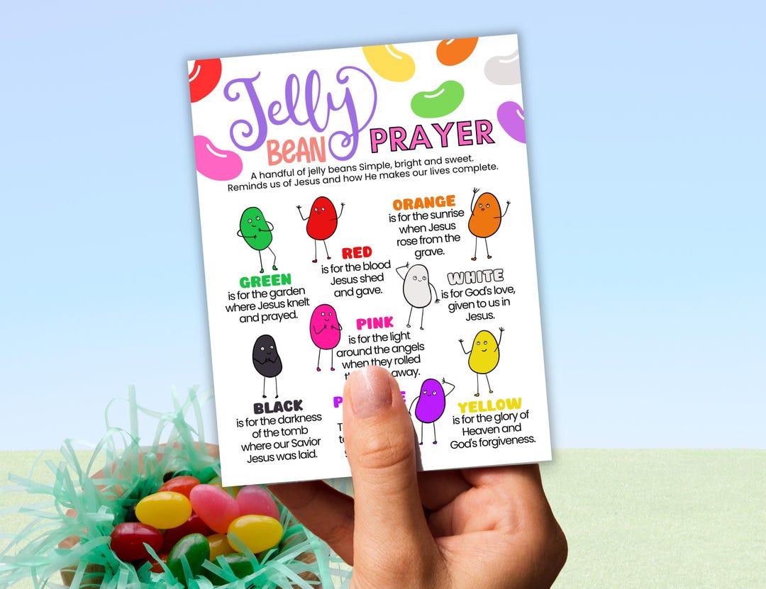 Jelly Bean Prayer Tags, Jelly Bean Poem Printables, Kids Easter Treat ...