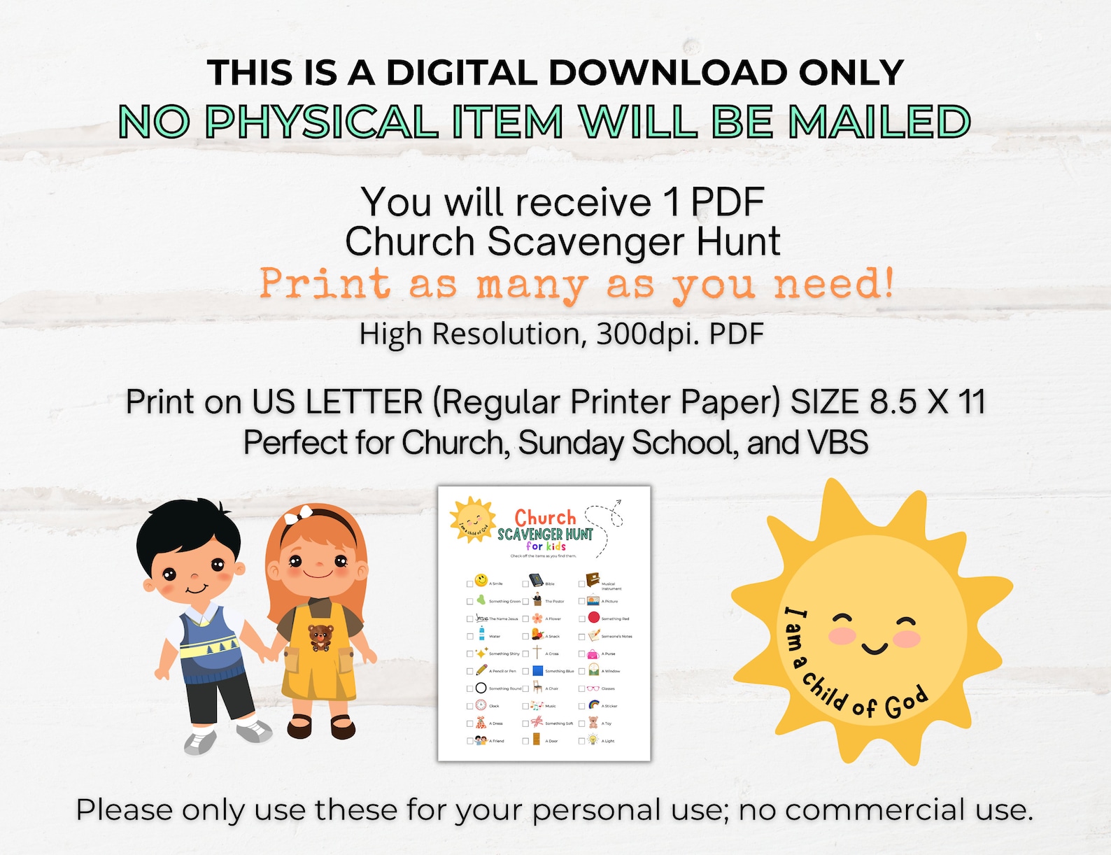 Church Scavenger Hunt for Kids, Sunday School Game, Indoor Scavenger ...