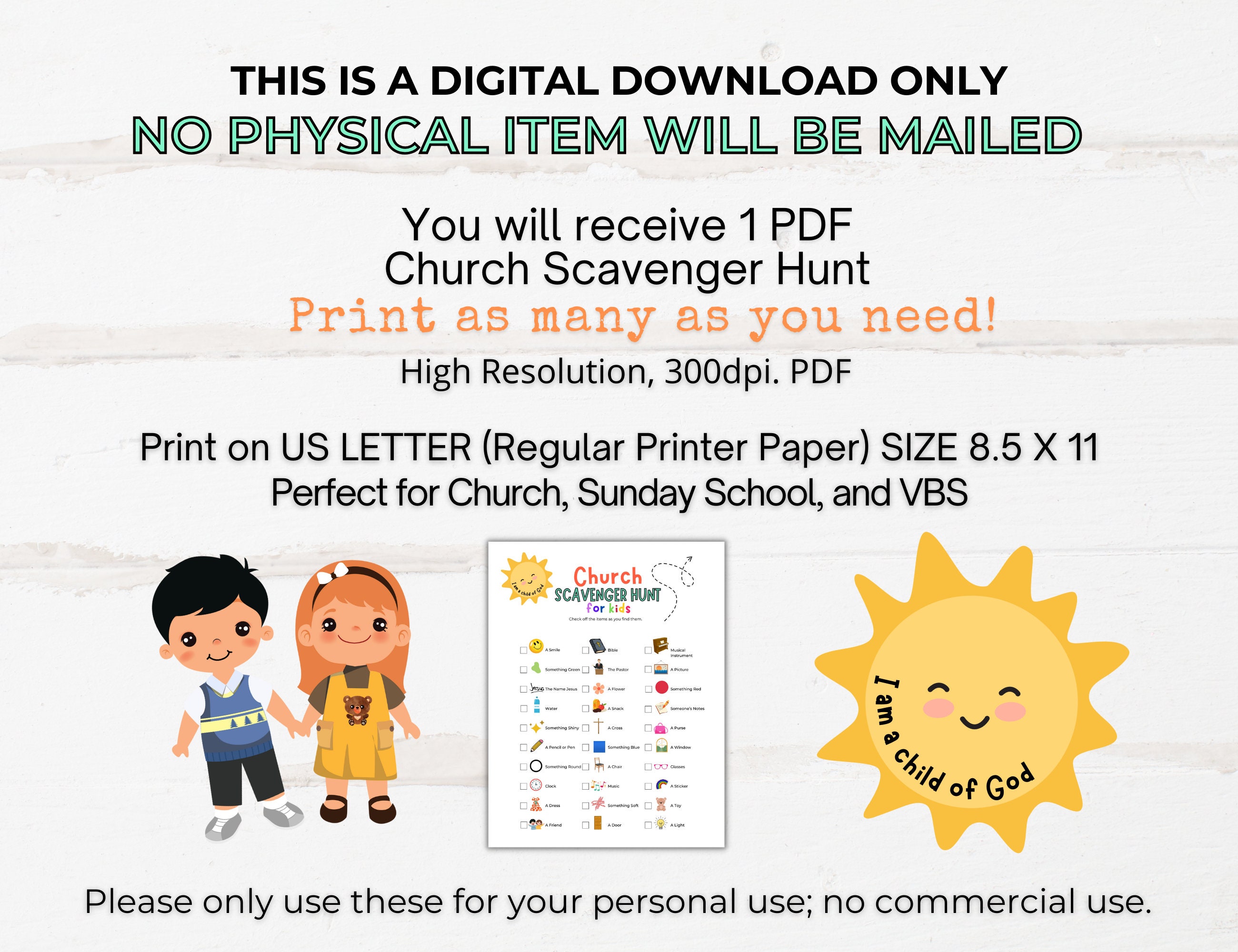 Church Scavenger Hunt for Kids, Sunday School Game, Indoor Scavenger ...