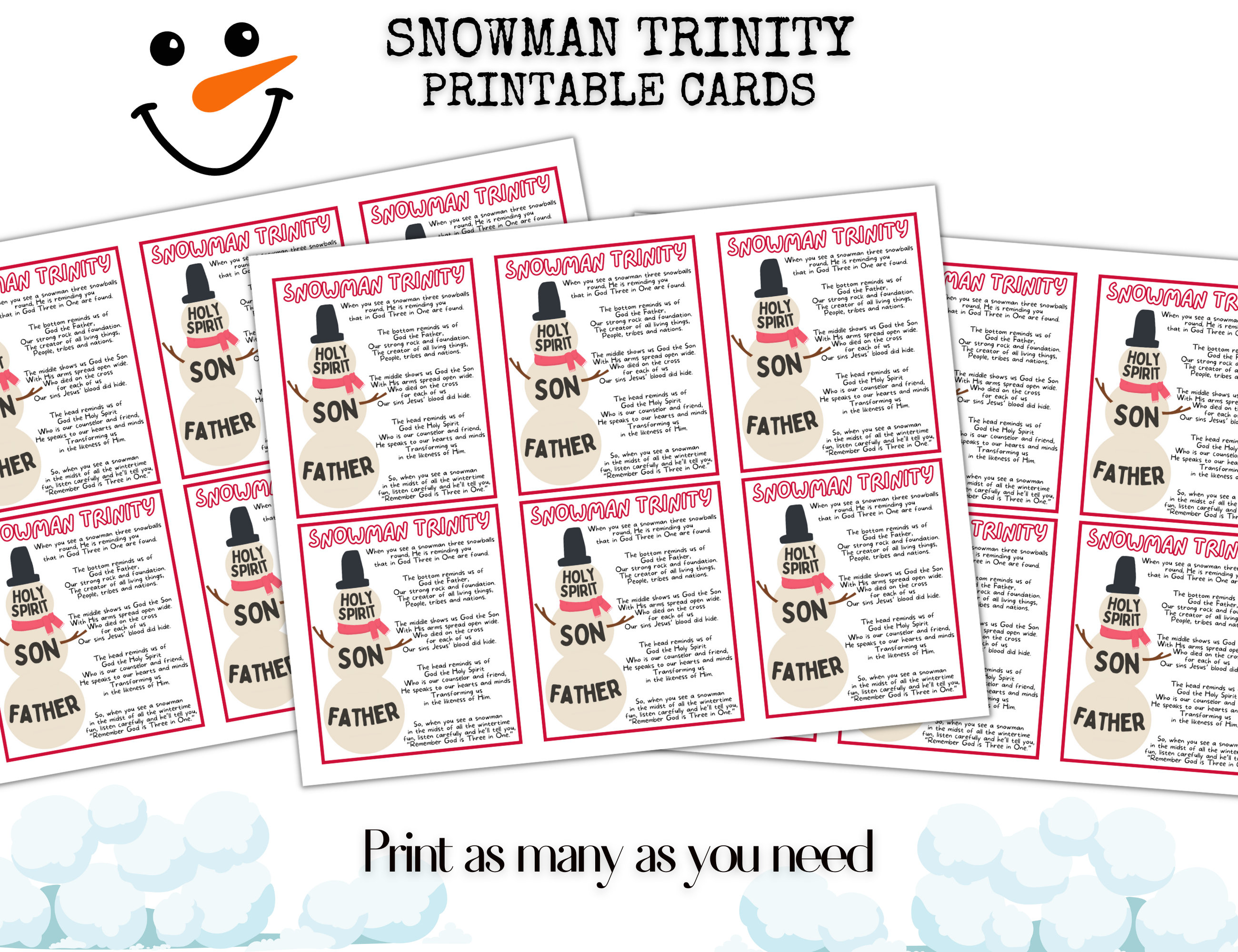 Snowman Holy Trinity Christmas Bible Verse Cards, Father, Son & Holy ...