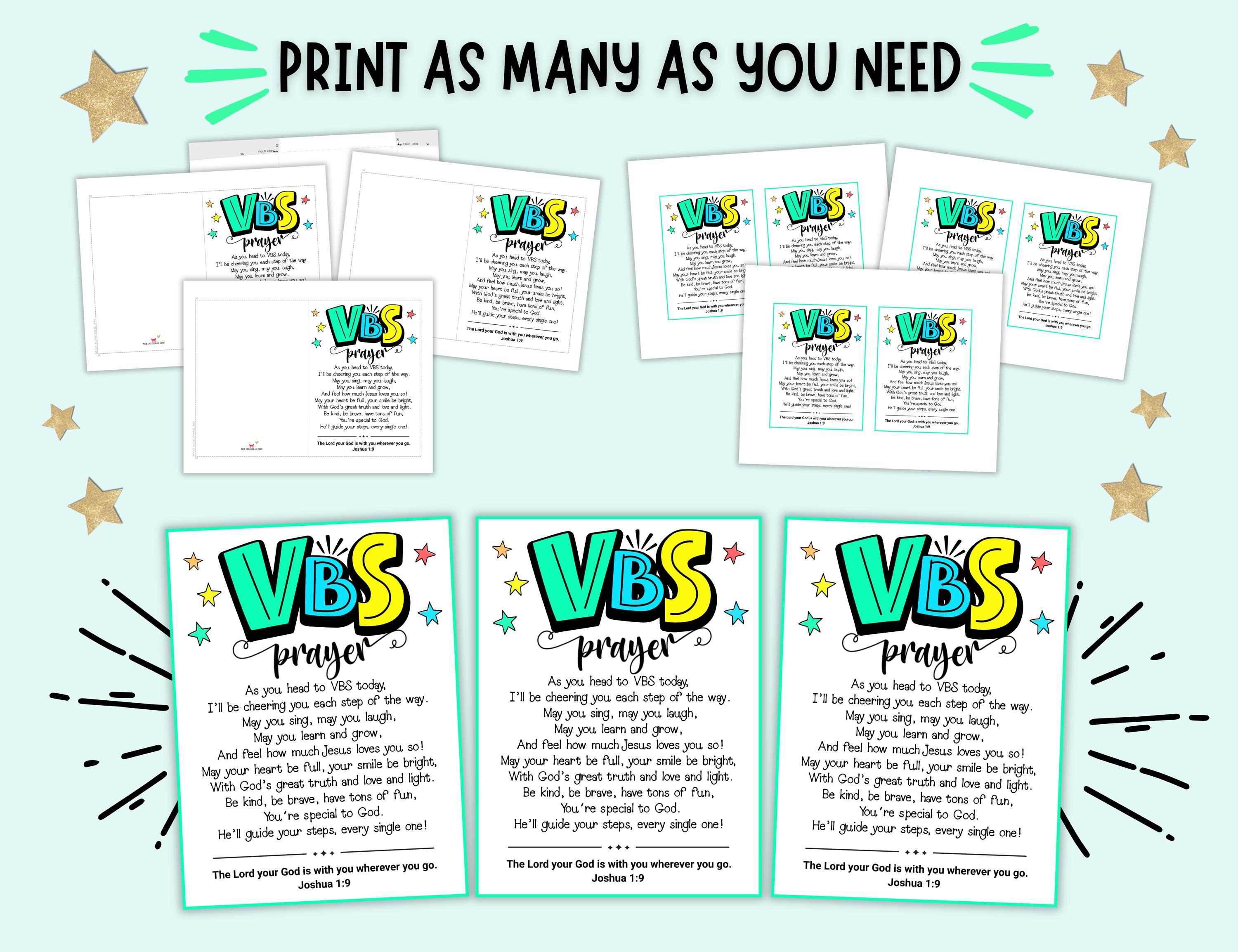 VBS Prayer Card for Kids, Vacation Bible School Encouragement Gift for ...