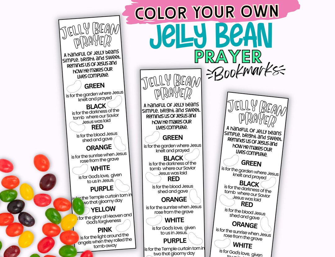 Jelly Bean Prayer, Jelly Bean Poem Printables, Easter Bookmarks for ...
