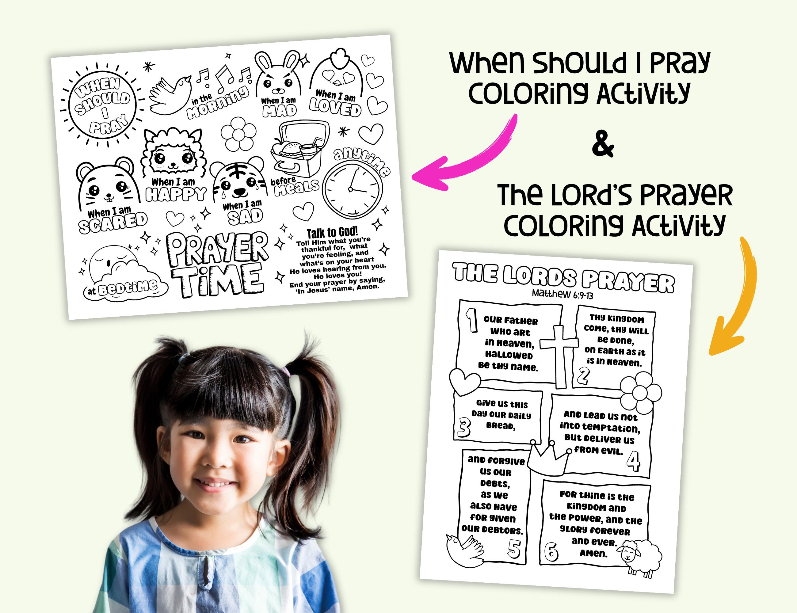 How to Pray Coloring Activity & the Lord'd Prayer Coloring Sheet for ...