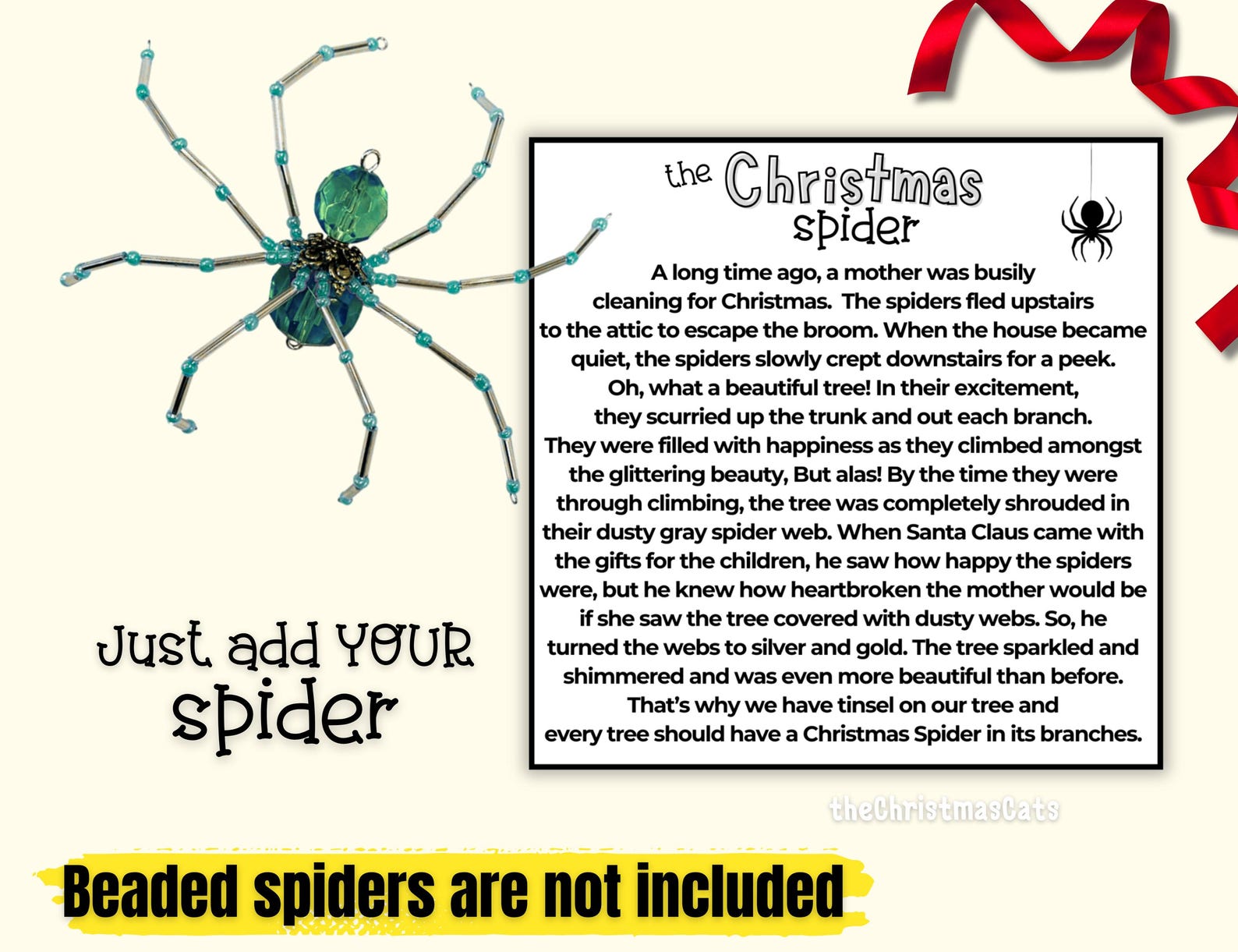 Christmas Spider Printable Tags for Beaded Spiders, Christmas Spider ...