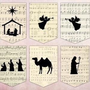 Christmas Nativity Bunting Flags, Christmas Mantle Garland Nativity ...